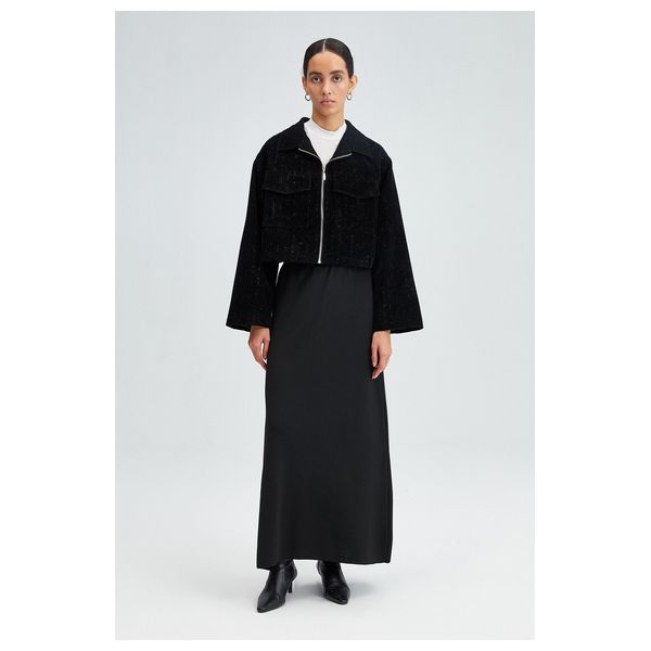 Elryan: SHART JACQUARD VELVET JACKET - Black / 38