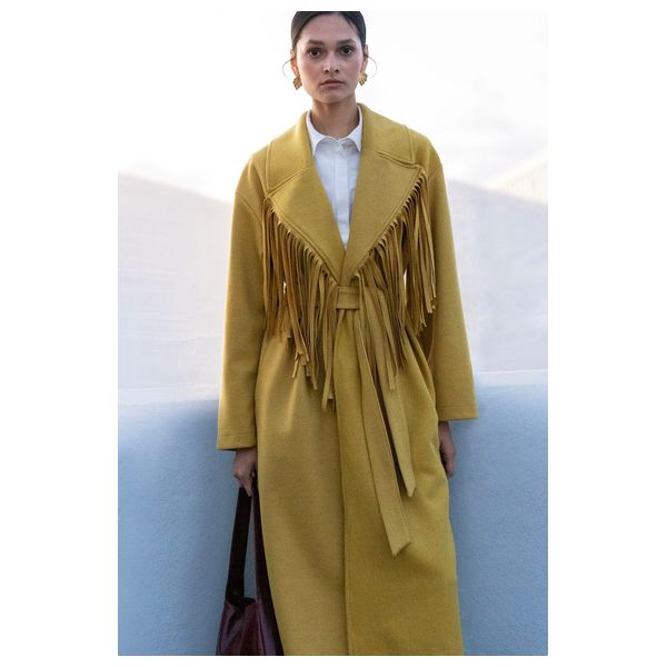 Elryan: CACHET COAT WITH TASPLE COLLAR - Mustard / S/M