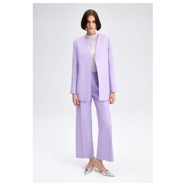 Elryan: BACK SLIT DETAILED BLAZER AND TROUSER SET - Purple / 36