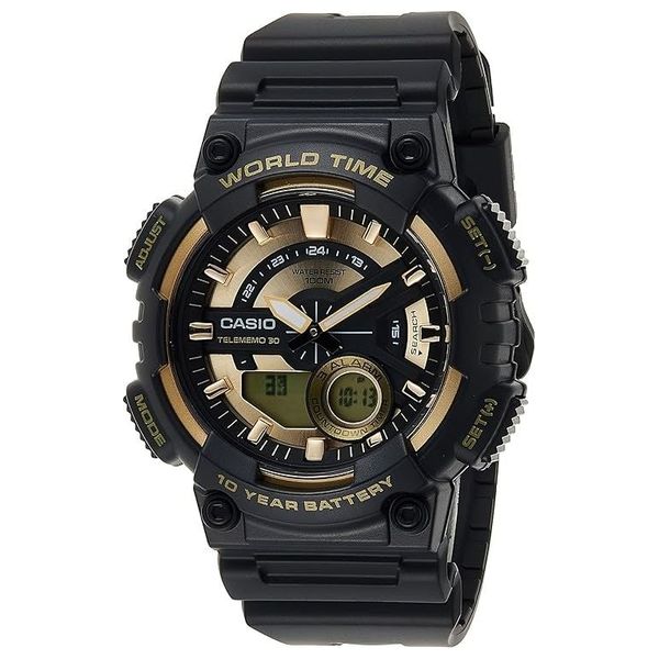 Elryan: Casio Watch AEQ-110BW-9AVDF For Men - Analog Display, Resin Band - Black