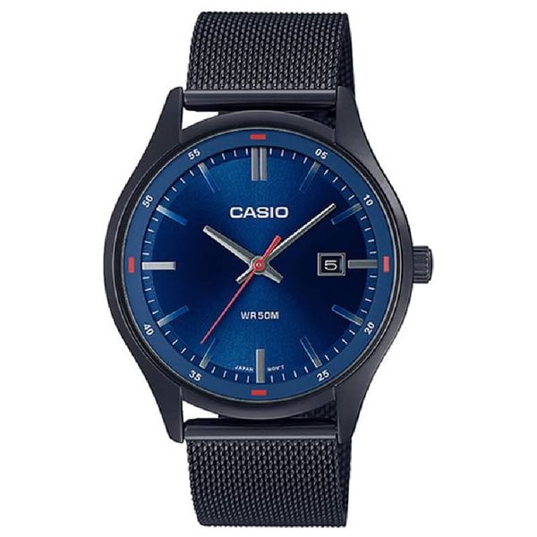 Casio Watch MTP-E710MB-2AVDF For Men - Analog Display, Stainless Steel Band - Black