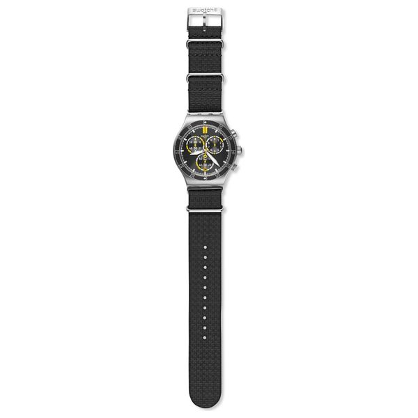 Elryan: Swatch Watch YVS422 For Men - Analog Display, Rubber Band - Black
