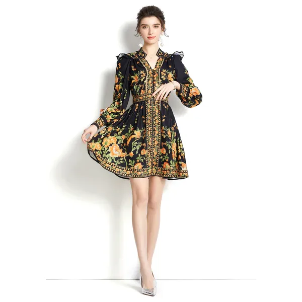 Elryan: MSN - Women's Floral Print Button up Lantern Sleeve Casual ...