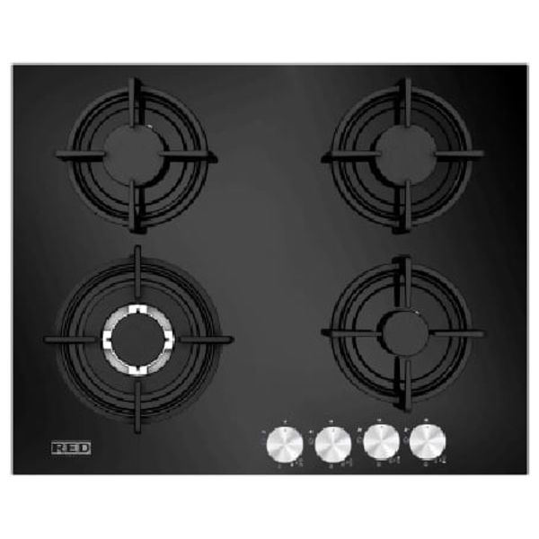 Elryan: RED 615-4B-B - 4 Burners - Built-In Gas Cooker - Black