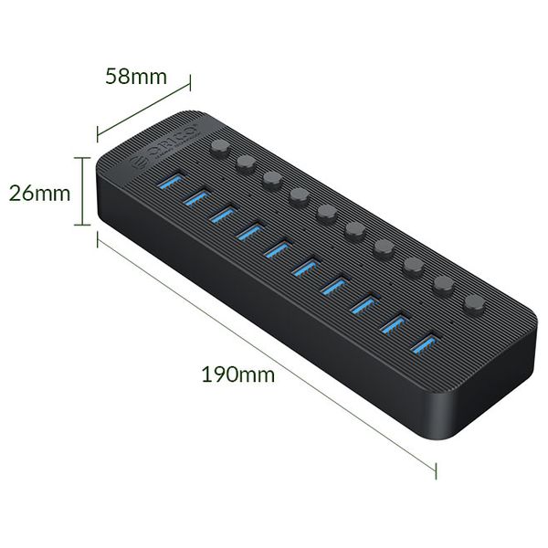 Elryan: ORICO PCT2U3-10AB-BK-BP - USB Hub - 10Port - Black