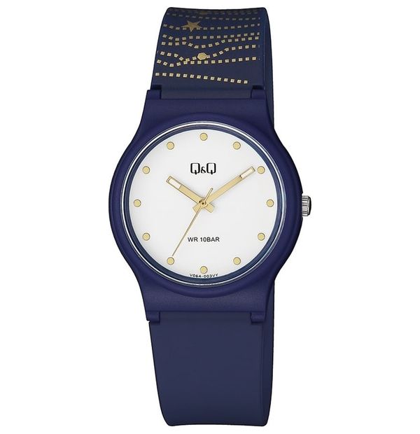 Q&Q Watch V06A-003VY For Men - Analog Display, Rubber Band - Blue