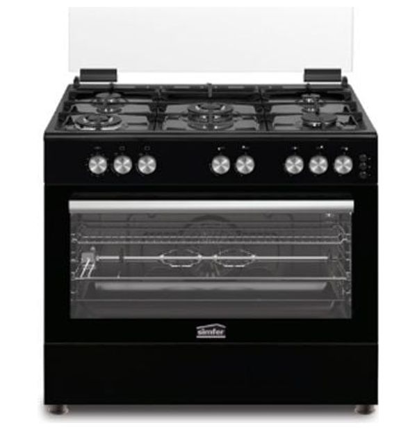 Simfer F9502SGWB- 5 Burners - Gas Cooker - Black